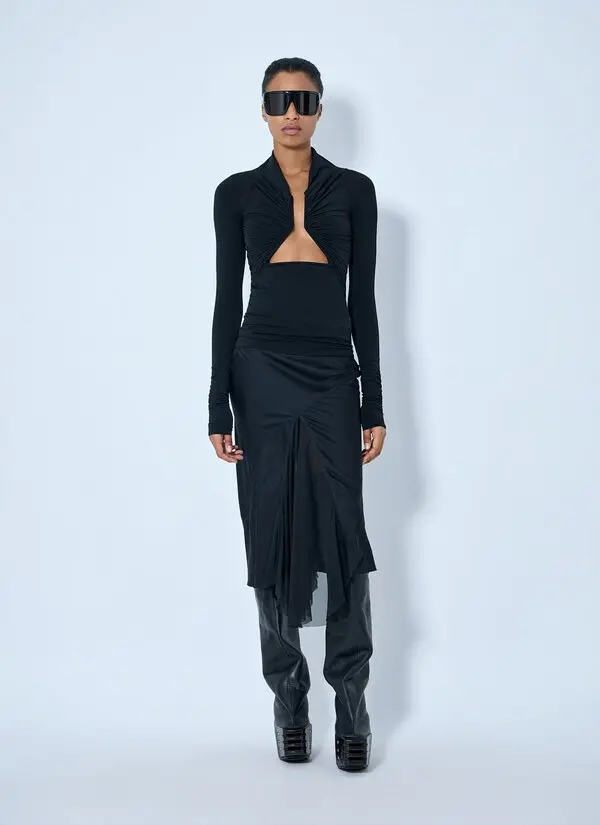 Rick Owens Jersey Ls Prong Top - Black