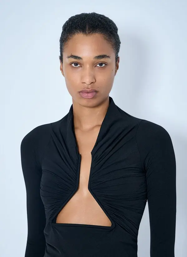 Rick Owens Jersey Ls Prong Top - Black