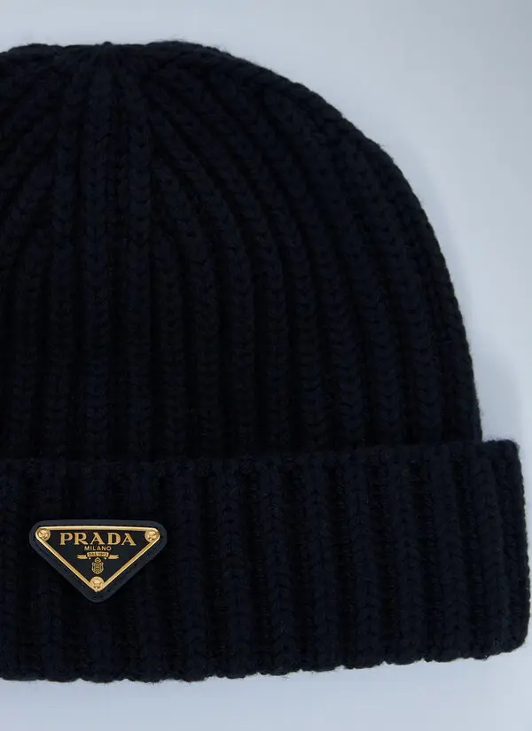 Prada Logo Motif Beanie Hat