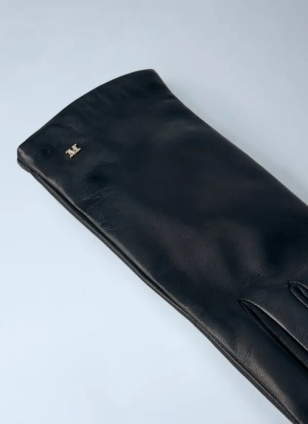 Max Mara Leather Gloves With Logo Detail