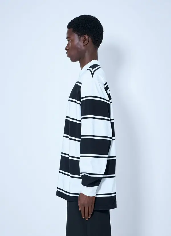 Balenciaga Striped Logo-patch Polo Shirt - Black