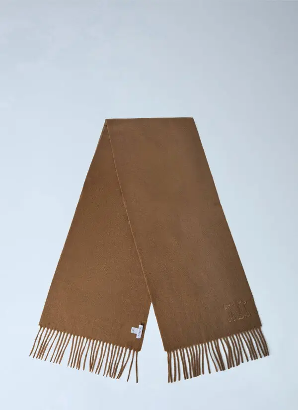 Max Mara Embroidered Fringe Wool Scarf