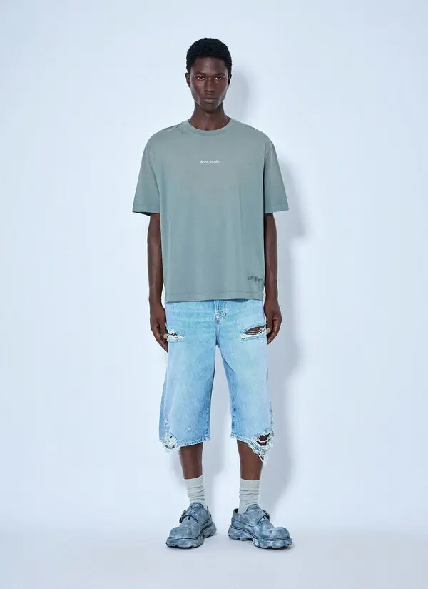 Acne Studios Distressed Denim Culottes With Raw Hems - Blue