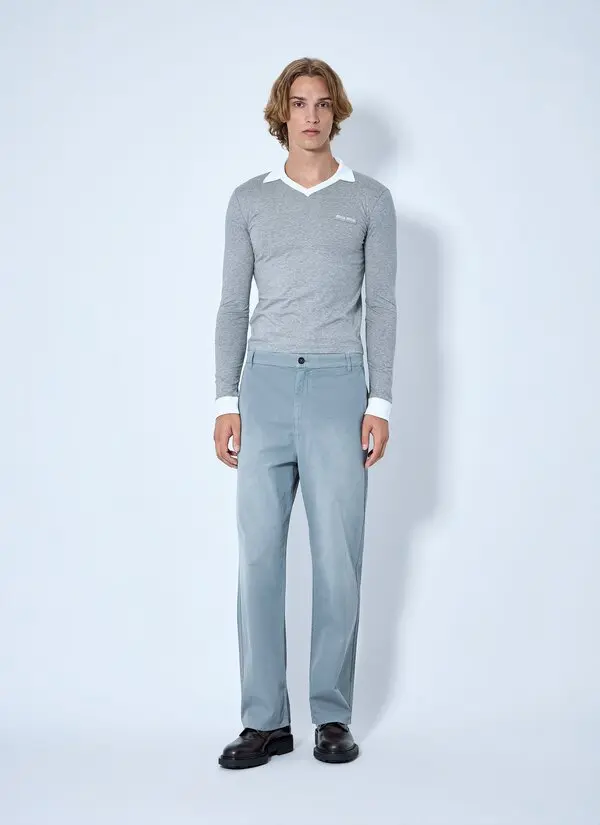 Miu Miu Garment-dyed Twill Pants - Gray