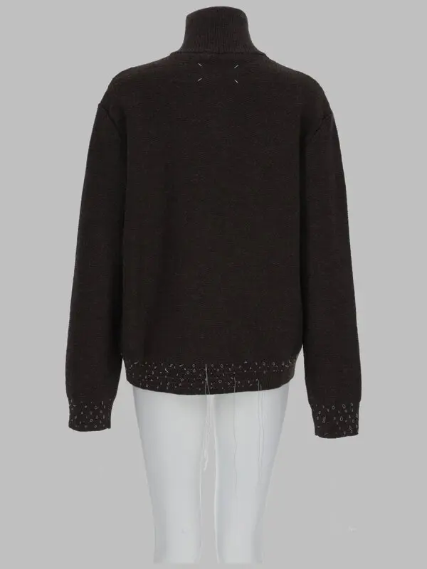 MAISON MARGIELA Wool Blend Quarter Zip Sweater - Brown