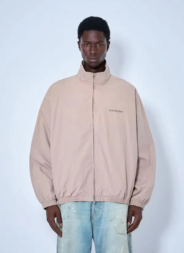 Acne Studios Logo Printed Zip-up Jacket - Cream