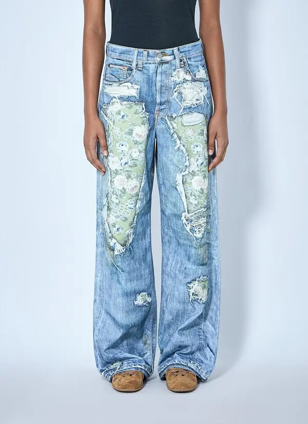 Acne Studios Distressed Floral Patchwork Jeans