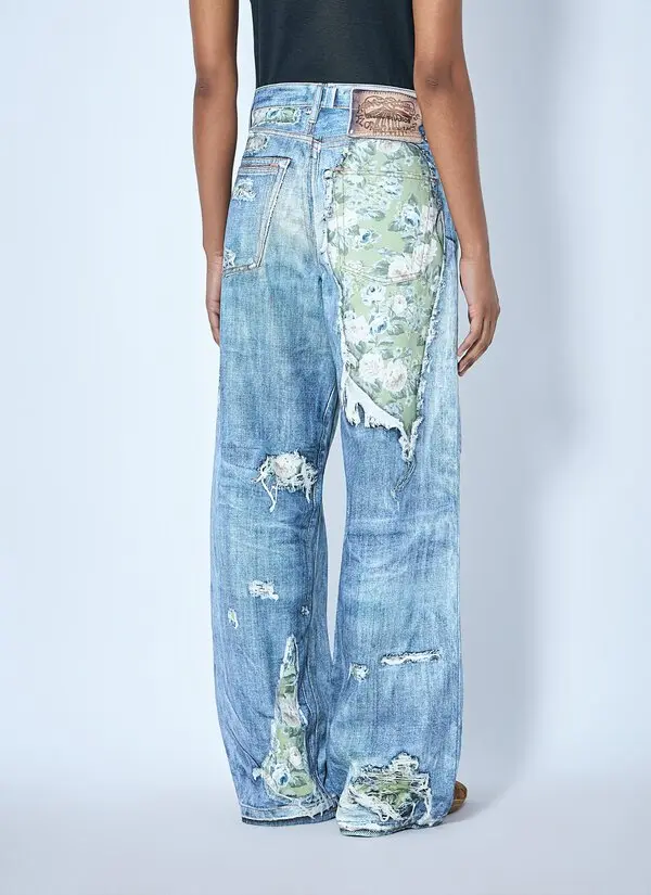 Acne Studios Distressed Floral Patchwork Jeans