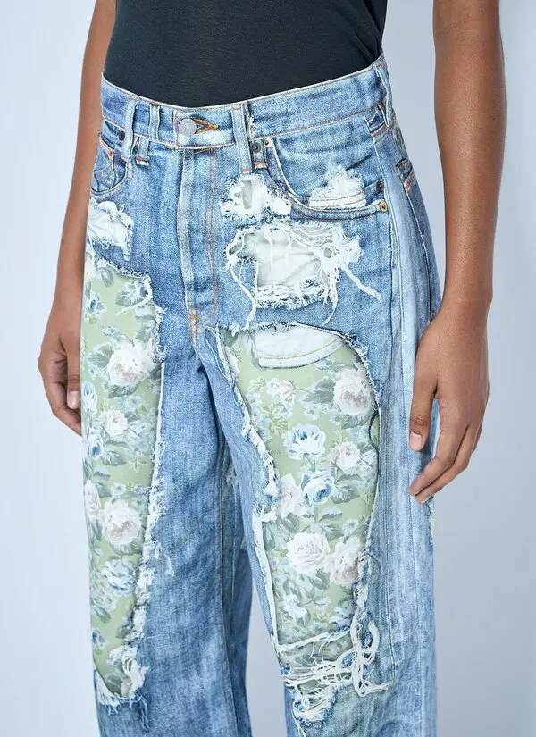 Acne Studios Distressed Floral Patchwork Jeans