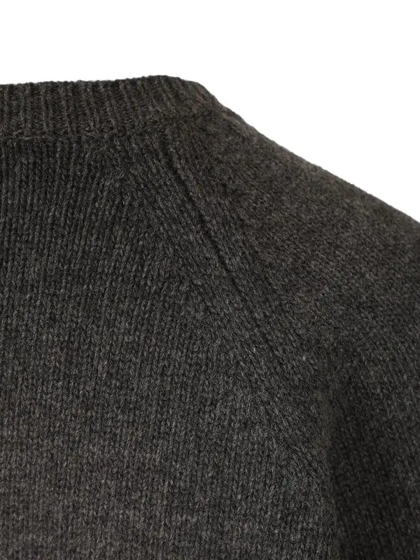Max Mara Virgin Wool Crew Neck Button-down Cardigan - Gray