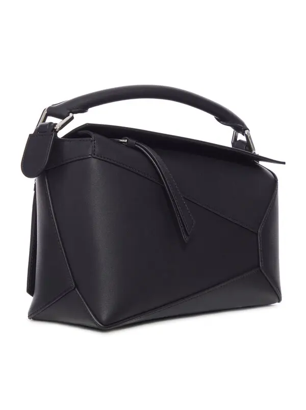 Loewe Small Puzzle Edge Bag In Classic Calfskin Leather - Black