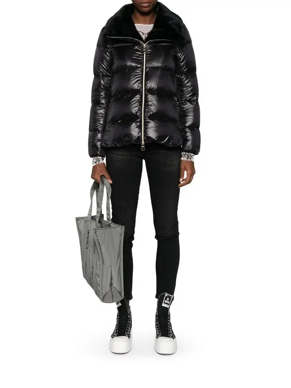 Herno Shiny Down Jacket With Fur Collar