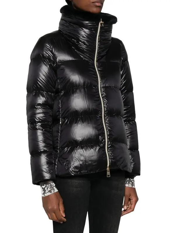 Herno Shiny Down Jacket With Fur Collar