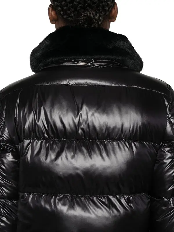 Herno Shiny Down Jacket With Fur Collar