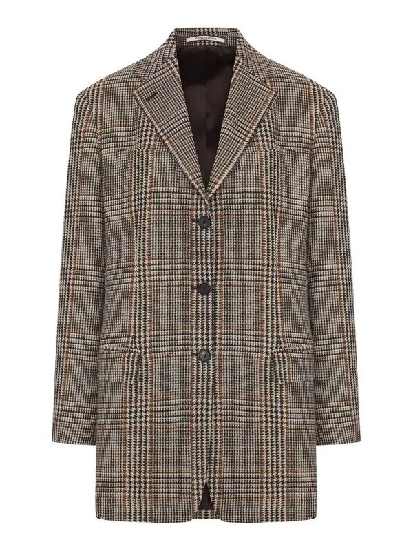 Tagliatore Checked Wool Blend Blazer Jacket With Three Buttons