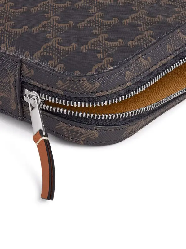 Celine Pouch With Shoulder Strap In Triomphe Canvas And Calfskin