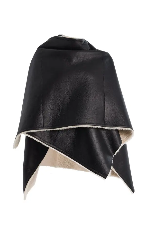 HOUSE OF DAGMAR Shearling Trimmed Leather Cape