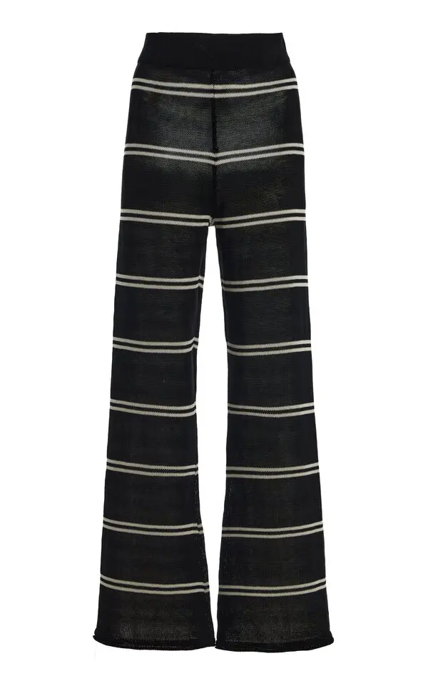 ZULU & ZEPHYR Striped Knit Flared-leg Pants