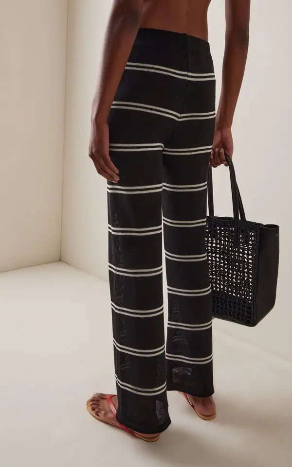 ZULU & ZEPHYR Striped Knit Flared-leg Pants