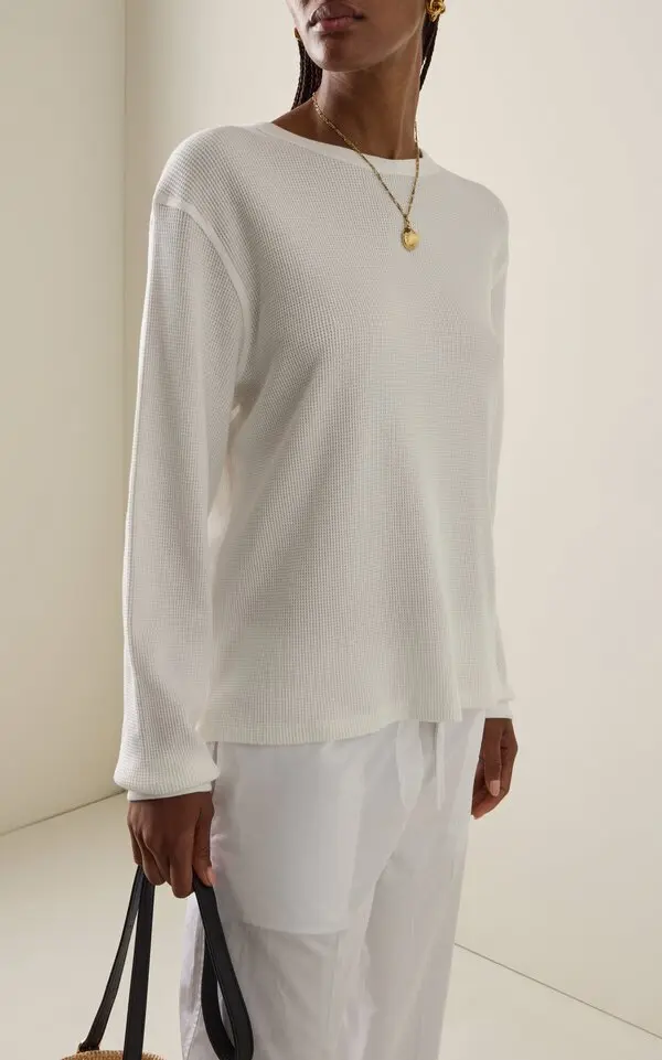 WITH NOTHING UNDERNEATH Bessette Waffled Cotton Top