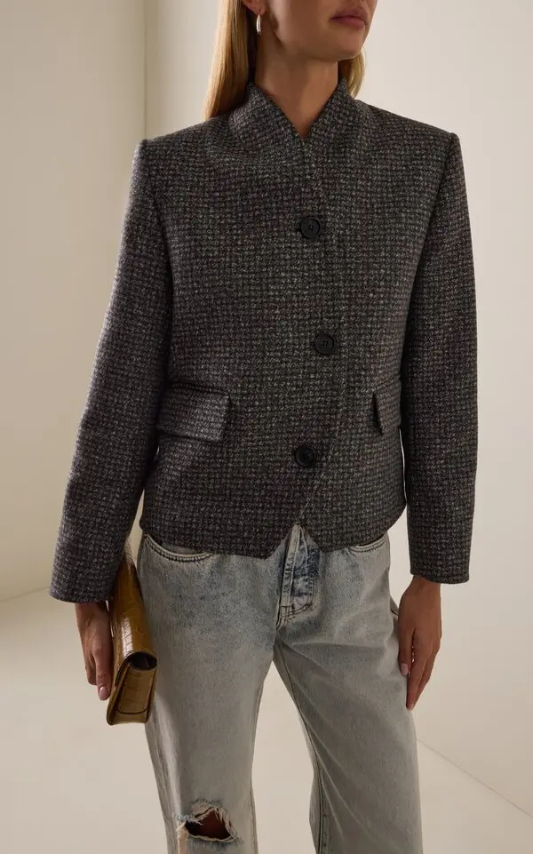 HOUSE OF DAGMAR Short Curved Wool-blend Jacket