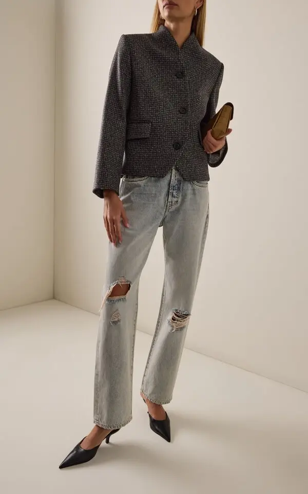 HOUSE OF DAGMAR Short Curved Wool-blend Jacket