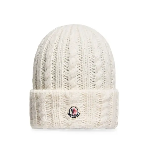Moncler Ribbed Knit Beanie - White