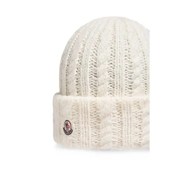 Moncler Ribbed Knit Beanie - White