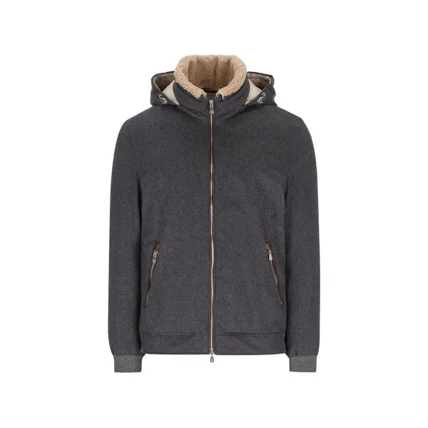Brunello Cucinelli Grey Jackets Hooded Jackets - Gray