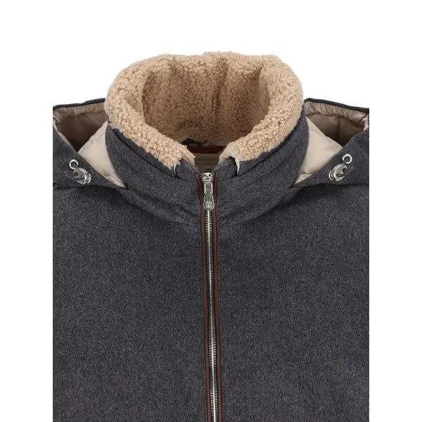 Brunello Cucinelli Grey Jackets Hooded Jackets - Gray