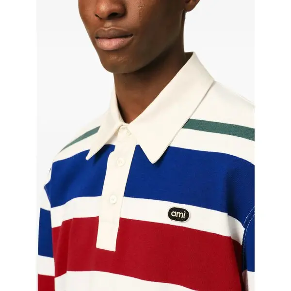 AMI Paris Neutrals Polo Shirts - Cream