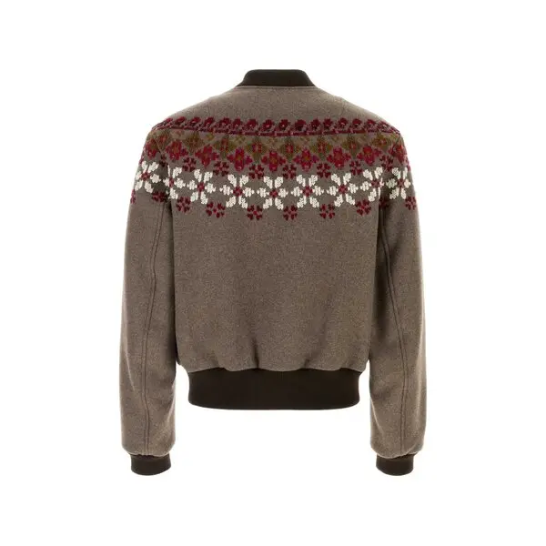 Dries Van Noten Wool Fair Isle Knit Bomber Jacket