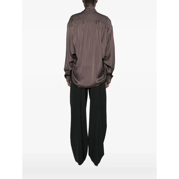 Andamane The Attico Pussy-bow Satin Blouse - Brown
