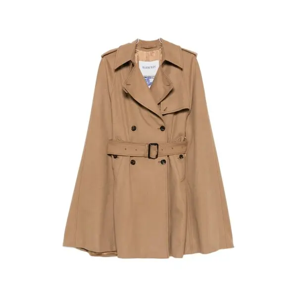 Burberry Camel Brown Cashmere Cape Coat - Cream