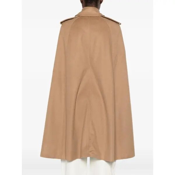 Burberry Camel Brown Cashmere Cape Coat - Cream