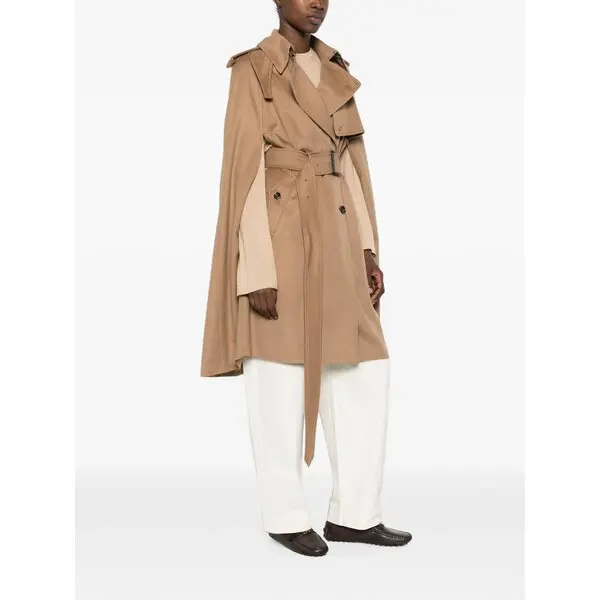 Burberry Camel Brown Cashmere Cape Coat - Cream