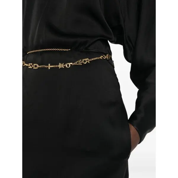 Saint Laurent Chain Detail Long Sleeve Mini Dress