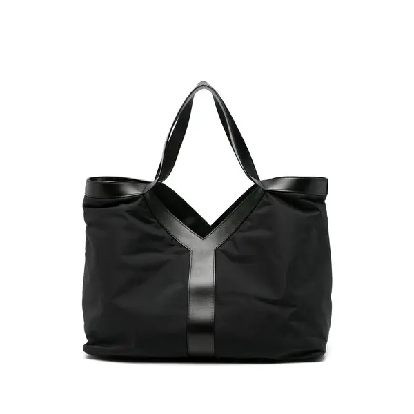 Saint Laurent Leather Trimmed Tote Bag - Black