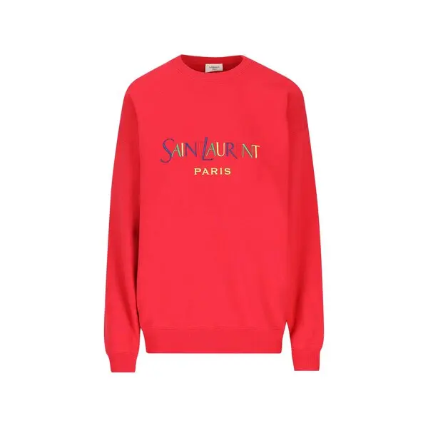 Saint Laurent Crewneck Sweatshirt With Multicoloured Logo Embroidery