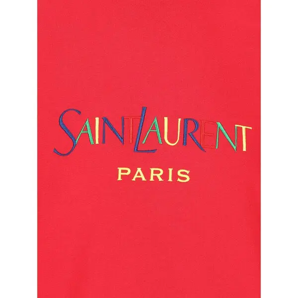 Saint Laurent Crewneck Sweatshirt With Multicoloured Logo Embroidery