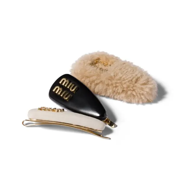 Miu Miu Set Of Leather Hair Clips