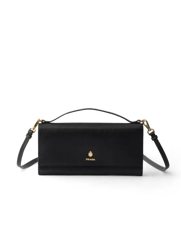 Prada Leather Wallet With Shoulder Strap