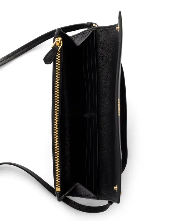 Prada Leather Wallet With Shoulder Strap