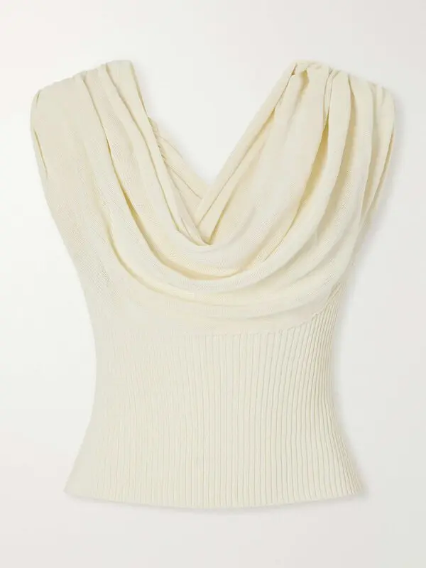 KALLMEYER Meeka Cowl-neck Cotton-blend Ribbed Top