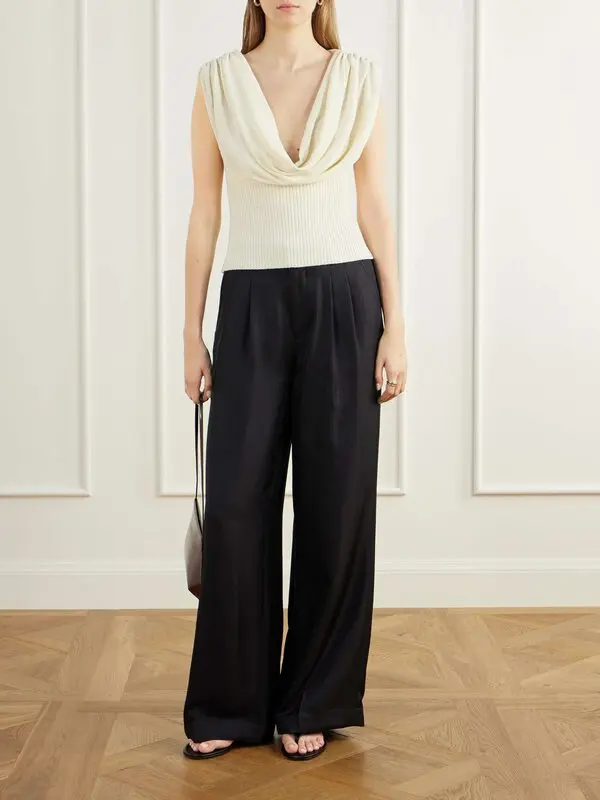 KALLMEYER Meeka Cowl-neck Cotton-blend Ribbed Top