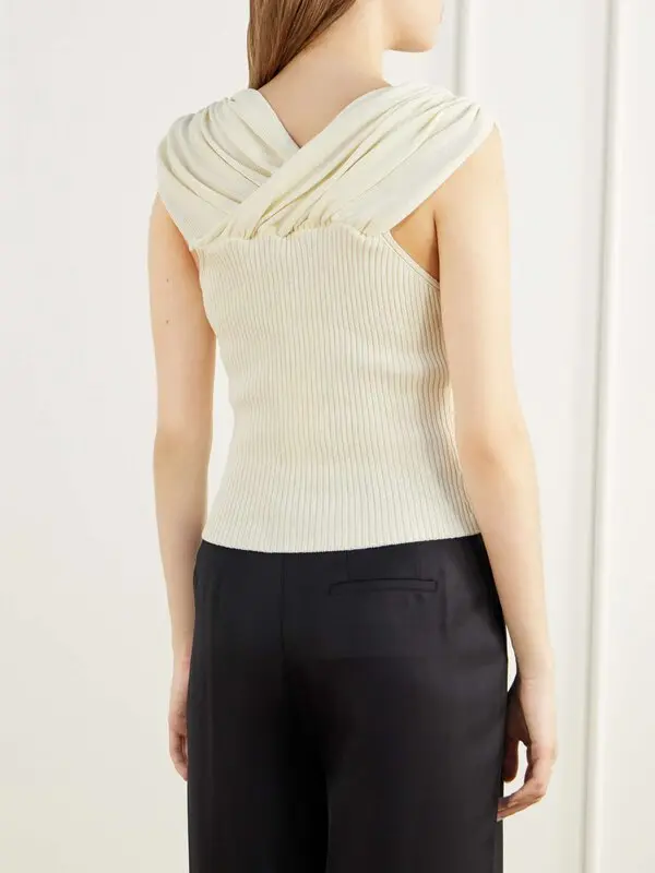 KALLMEYER Meeka Cowl-neck Cotton-blend Ribbed Top