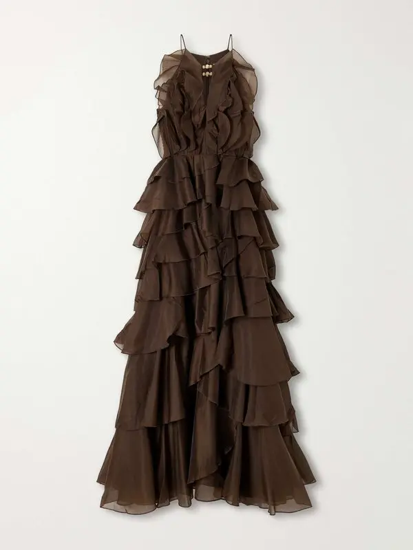 Aje Cleo Ruffled Organza Gown