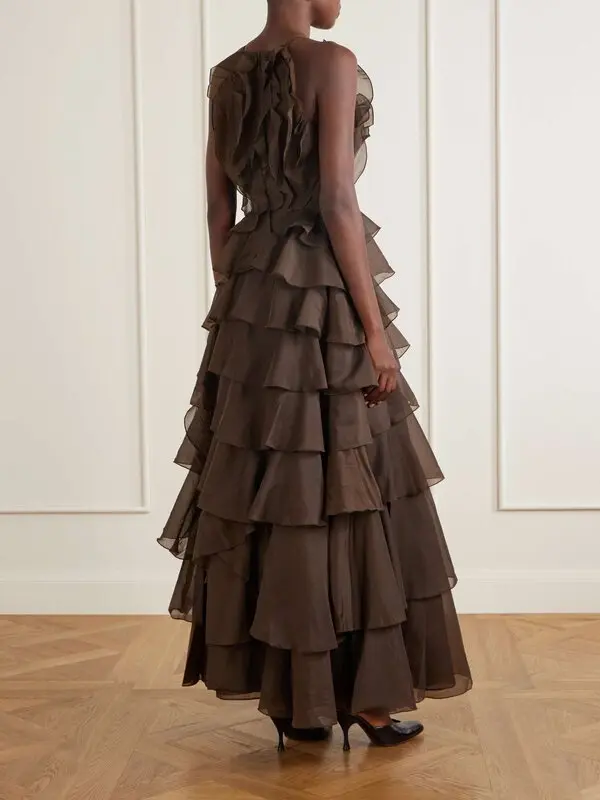 Aje Cleo Ruffled Organza Gown