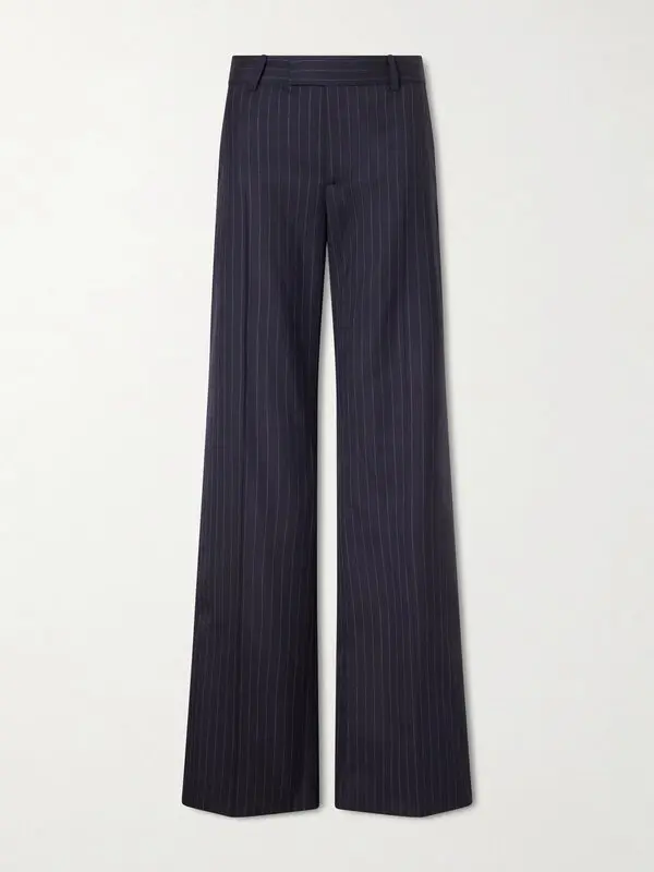 NILI LOTAN Bethany Straight-leg Wool-blend Pants - Blue