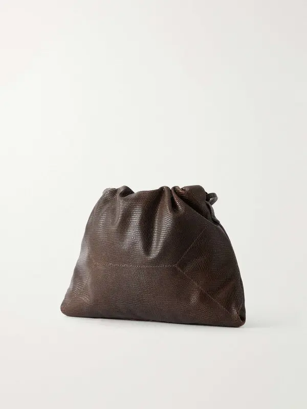 Brunello Cucinelli Monili-embellished Lizard-effect Leather Shoulder Bag